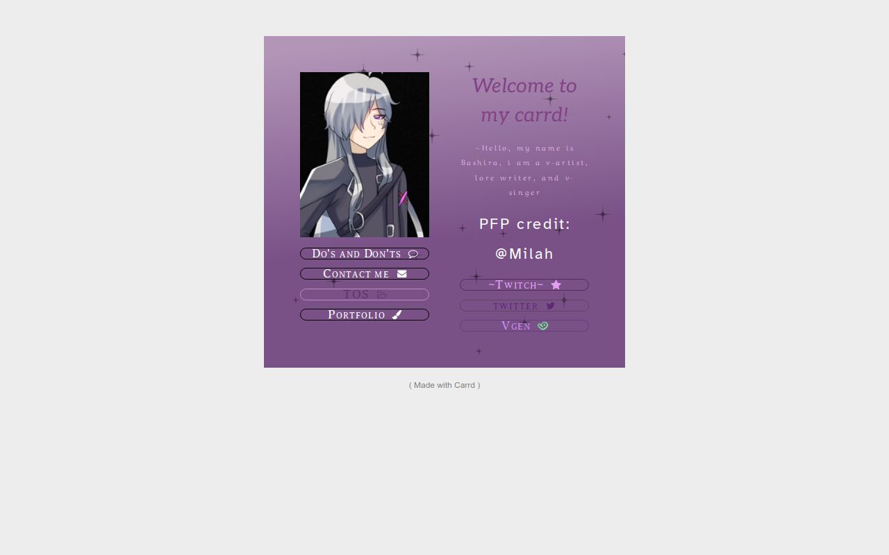 Bashira commission card